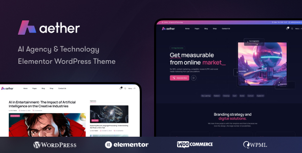 Aether - AI Agency & Technology WordPress Theme by Esmet | ThemeForest